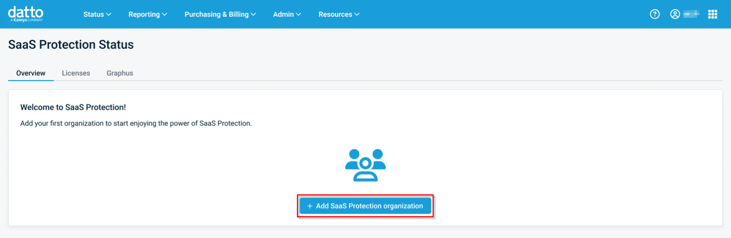 Adding a new Datto SaaS Protection organization