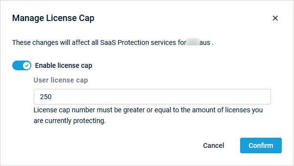 Setting the commitment, retention period, license cap, and backup of ...