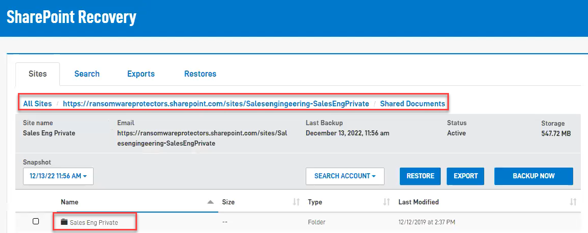 Data restore locations