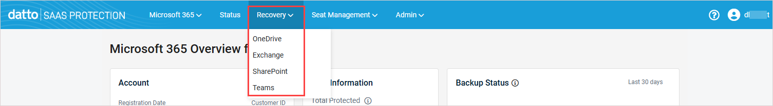Restoring or exporting data